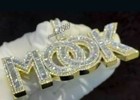 3.15 ct Baguette Simulated Diamond mens Custom "MOOK" Name Charm ...