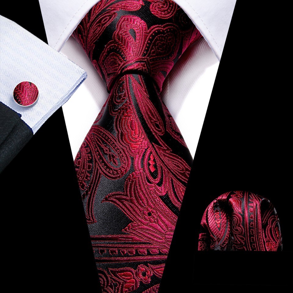 Men's Tie Classic Wedding Necktie and Pocket Square Cufflinks Set ...
