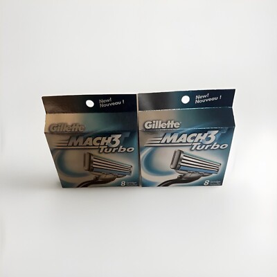 16 Gillette Mach3 Turbo Razor blades Refills Shaver Cartridges 2x8, M3 ...