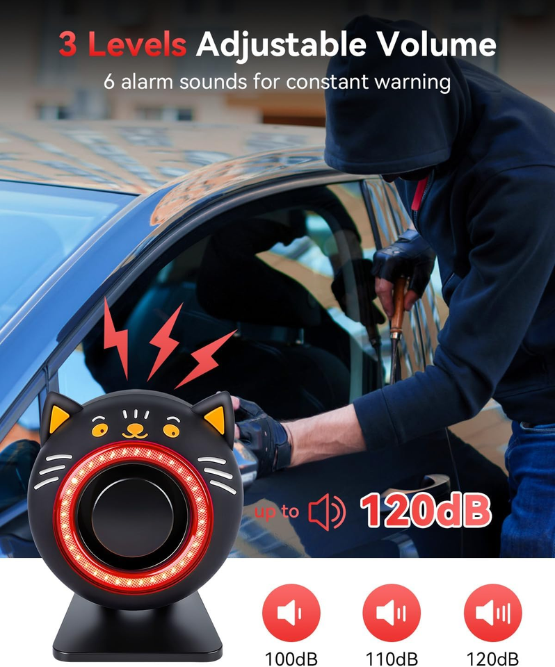 120Db Car Alarm System Motion Sensor Sound Security Anti-Theft Device ...