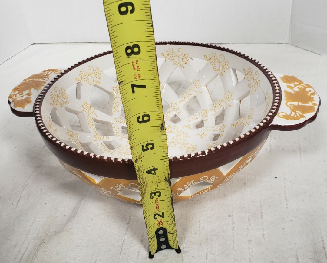 Temptations Pierced Bowl Floral Lace Old World Presentable Ovenware by ...