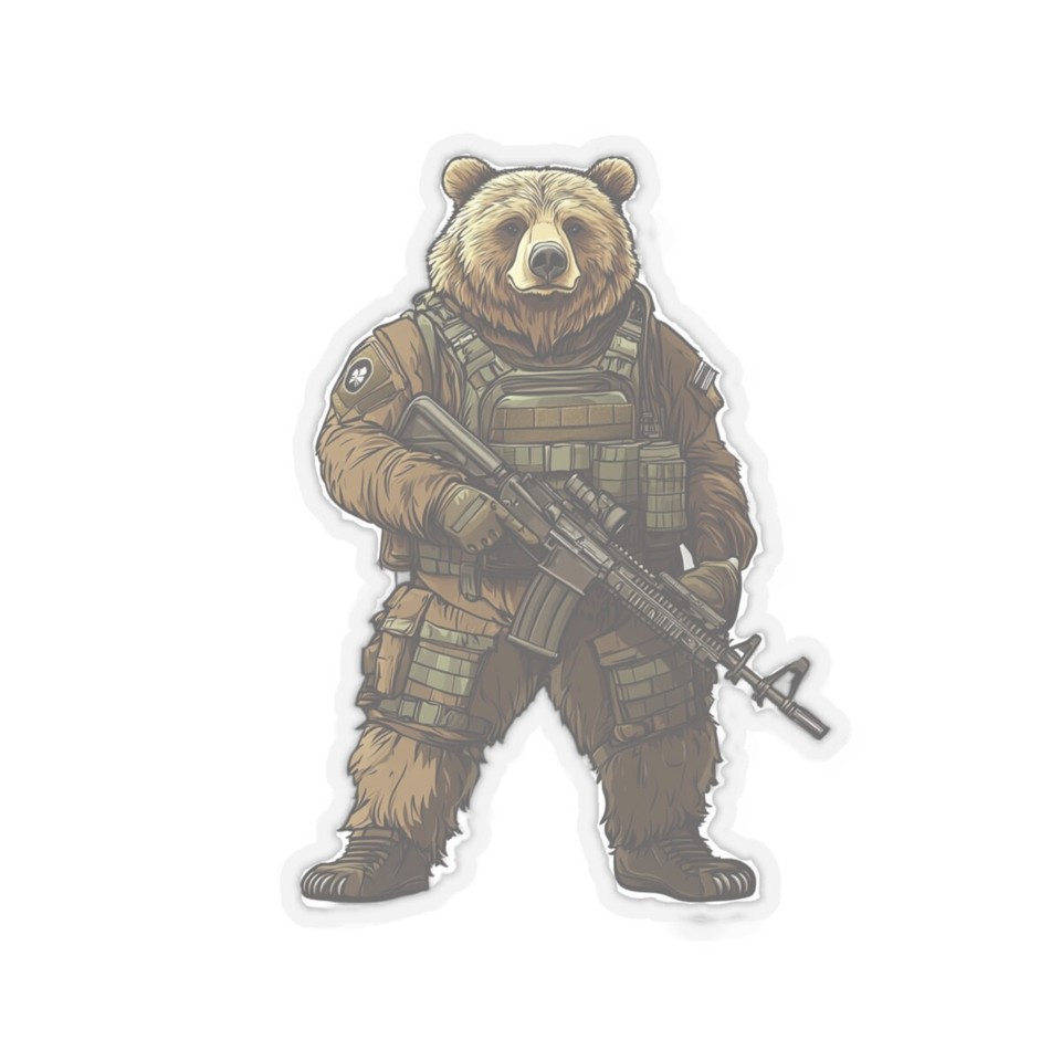 Military Sticker Tactical Operator SPECOPS Soldier Grizzly Bear Holding ...