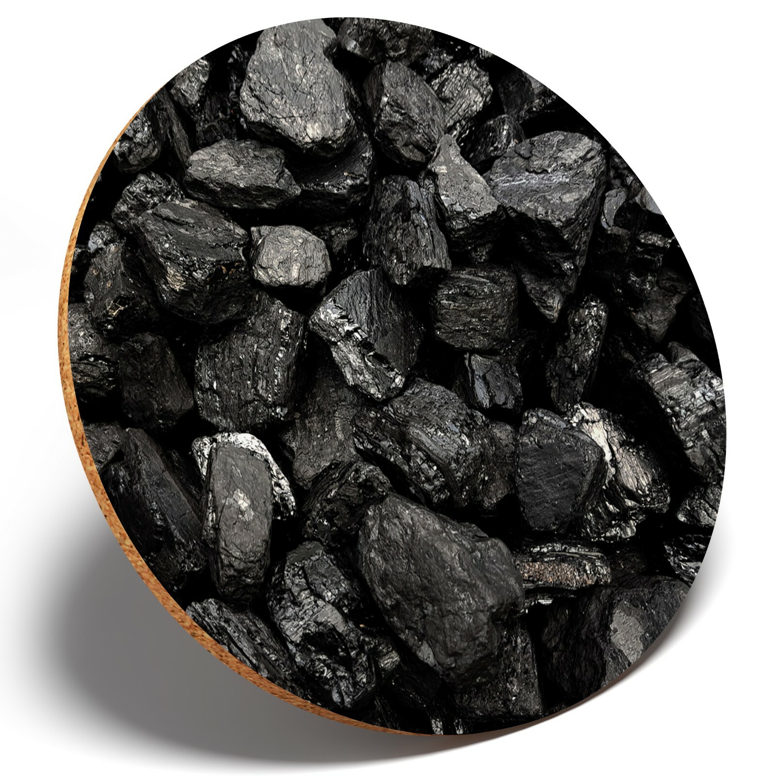 1 x Black Coal Rocks Geology - Round Coaster Kitchen Student Kids Gift ...