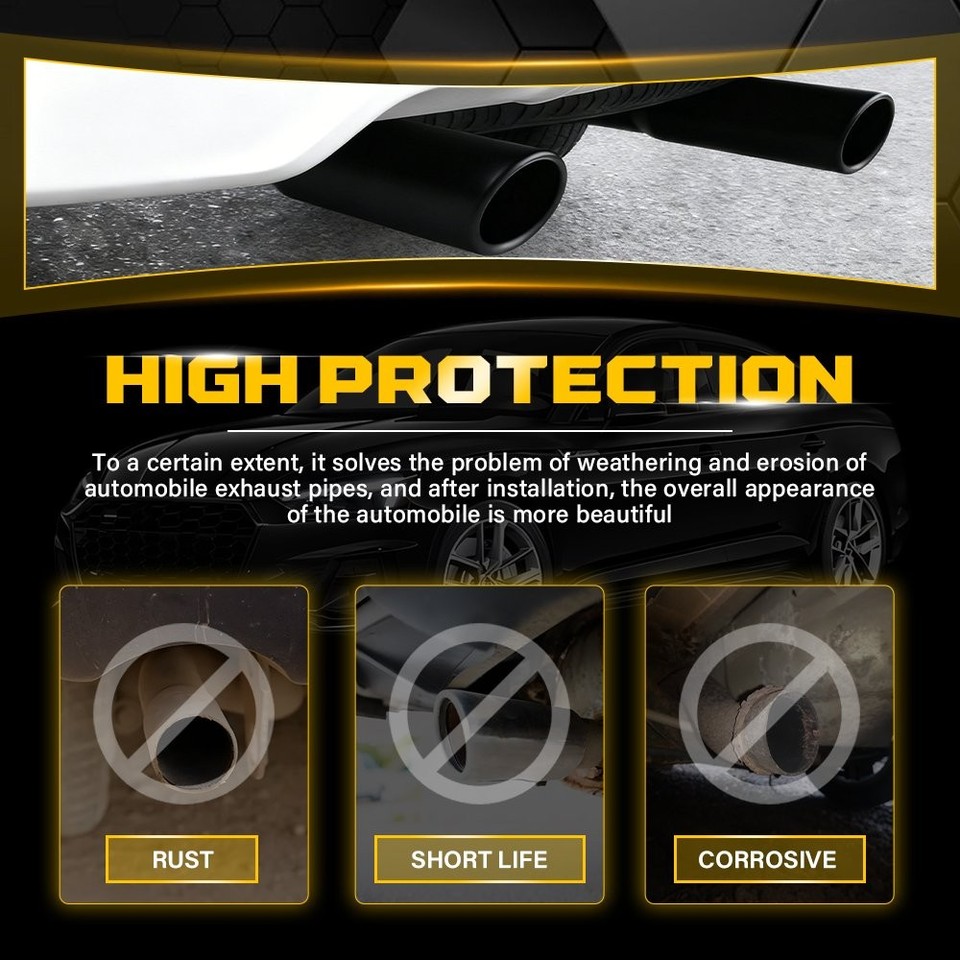 4" Outlet - 18" Long Black 2Packs Stainless Steel Exhaust Tip 2.5 ...