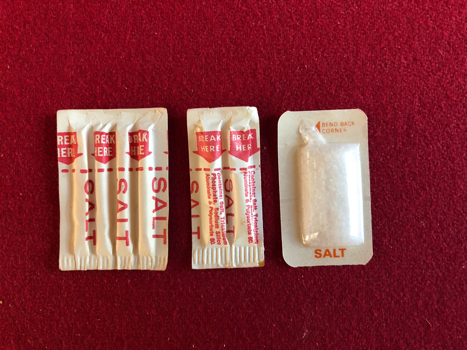 1950's, Burger King, "Un-Opened" Salt Packets (3) Scarce (Old King Logo ...