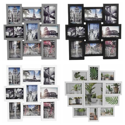 Multi Aperture Photo Picture Frame Holds 9 Photos Collage Wall Mount ...
