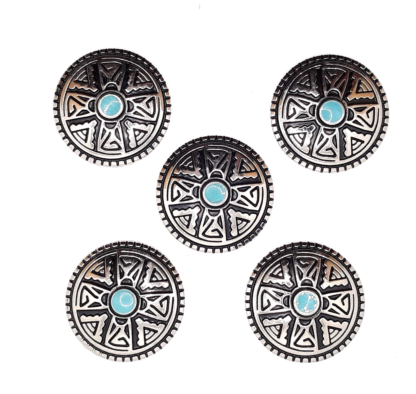 Southwest Style Cross Conchos 1 1/8" Five Count Blue Center | eBay