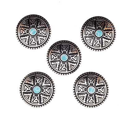 Southwest Style Cross Conchos 1 1/8" Five Count Blue Center | eBay