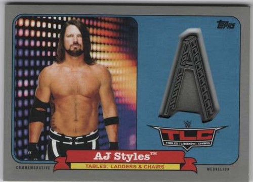 2018 Topps WWE Heritage TLC Commemorative Medallion Relic Silver /25 AJ ...