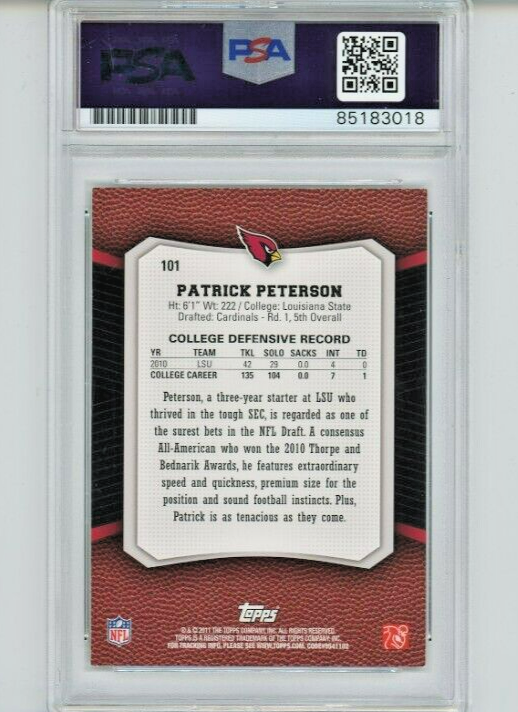 PATRICK PETERSON AUTO 10 PSA/DNA Rookie 2011 Topps Rising Rookies #101 ...