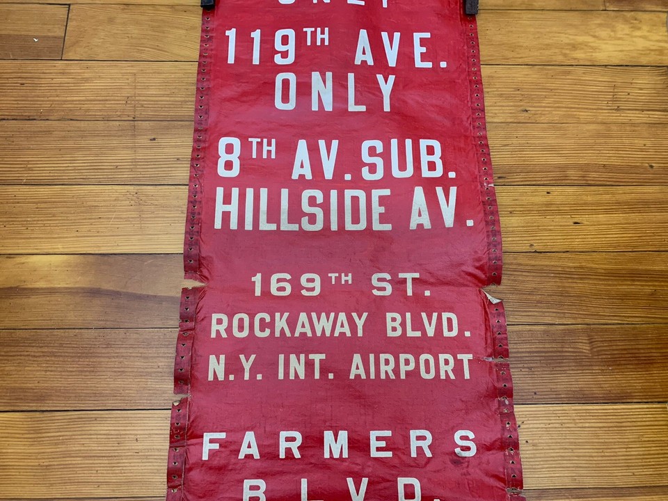 NY NYC GREEN BUS ROLL SIGN 8TH AVE SUBWAY AIRPORT HILLSIDE ROCKAWAY ...