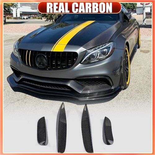 4PCS Carbon Front Bumper Fins Canards Splitters For Benz W205 C205 C63 ...