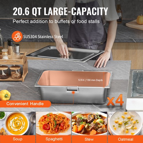 Electric Steam Table 4 Wells Commercial Food Buffet Warmer 4x20.6Qt ...
