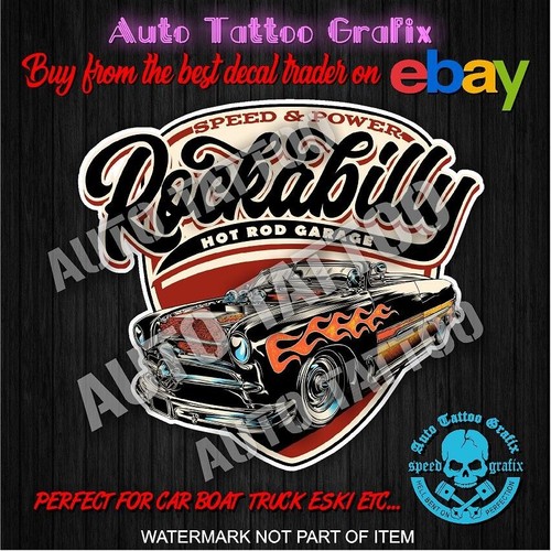 HOT ROD ROCKABILLY DECAL STICKER VINTAGE RETRO RAT ROD MAN CAVE TOOLBOX ...