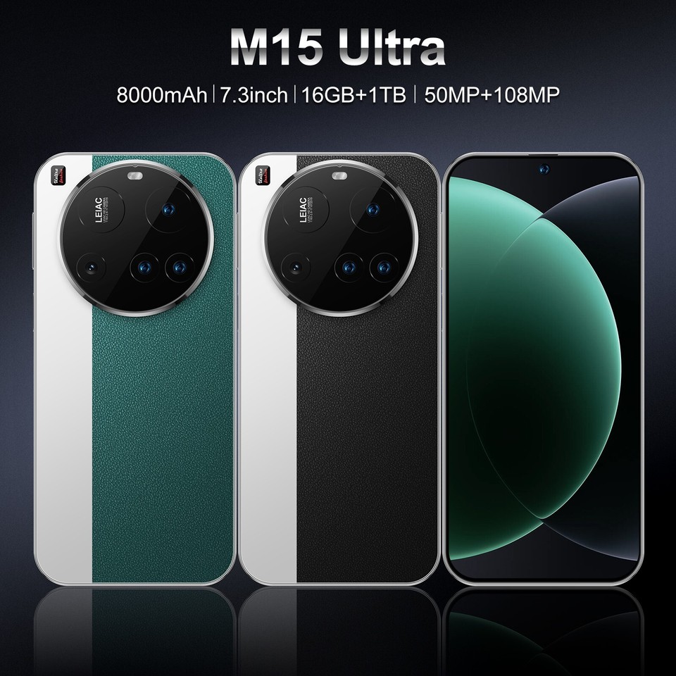 Unlocked M15 Ultra 5G 16GB+1TB Dual SIM Android 15 Cell Phone 7.3inch ...