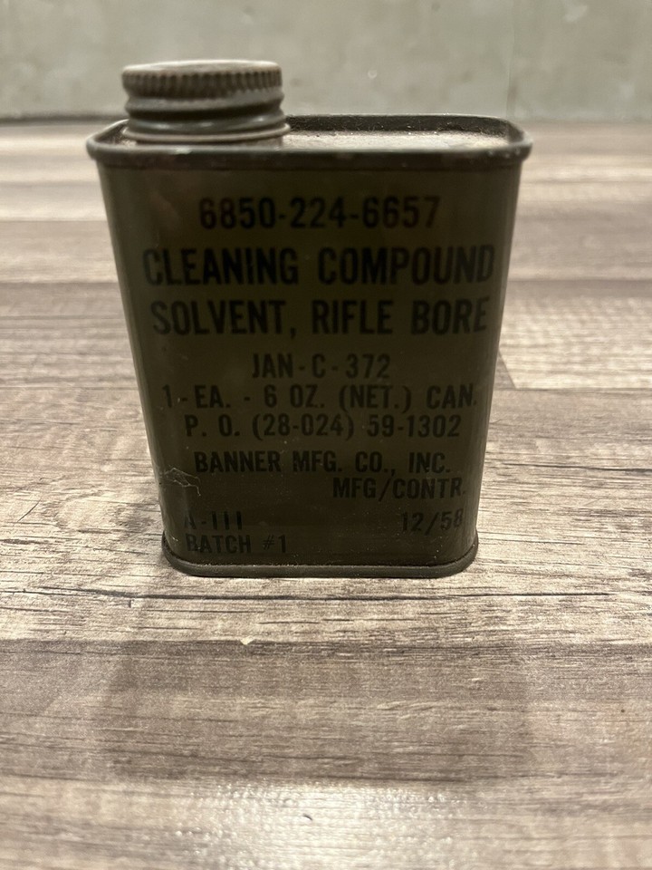 Vintage Military Cleaning Compound Solvent, Rifle Bore Can | eBay