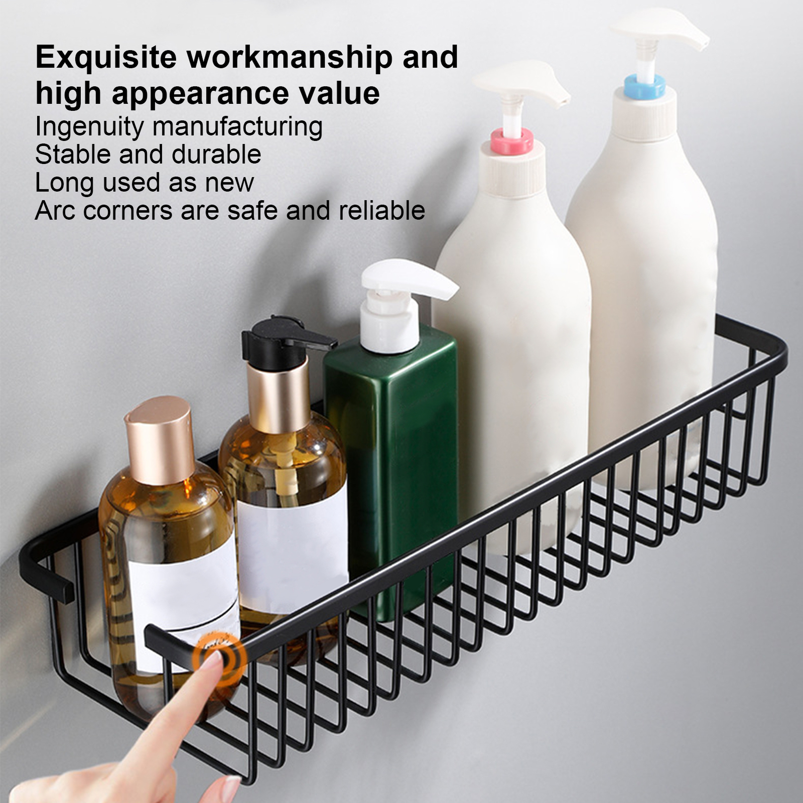 Black Shower Shelf Basket Aluminium Alloy Bathroom Storage Organizer ...