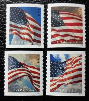 US Scott #5871-74, 2024 Forever, U. S. FLAGS, Set of 4 Singles from APU ...
