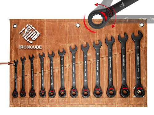 Reversible Ratcheting Wrench Set: 12-Piece Metric 8-19mm - Tough Black ...