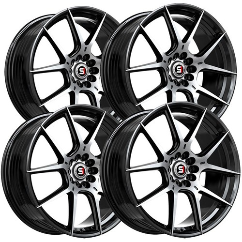 (Set of 4) Spec-1 SP-71 17x8 4x100/4x4.5" +42mm Black/Machined Wheels ...