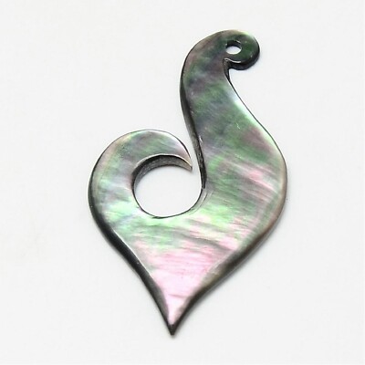 2pcs/Abalone Fish Hook Pendants, 48X26mm, Polynesian Fish Hook Pendants ...