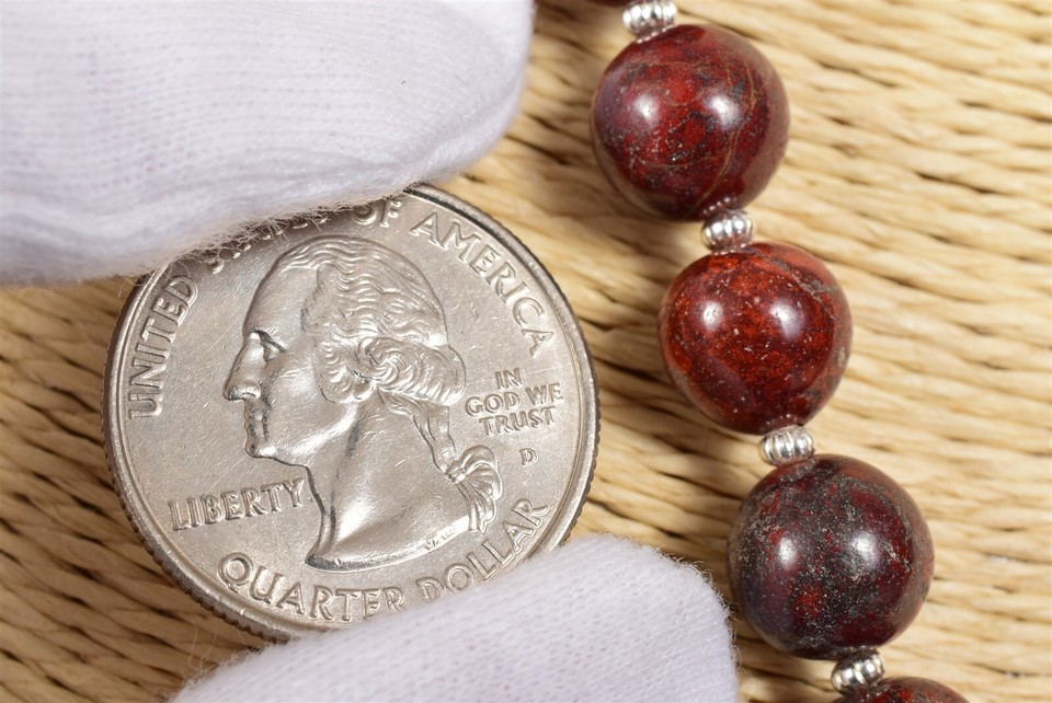 20-1/2" Genuine Crimson Red Jasper Brecciated 8mm Beaded Gemstone ...