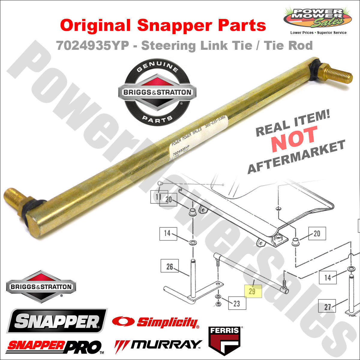 OEM Snapper Steering Link Tie Rod for Snapper Rear Engine Riders ...