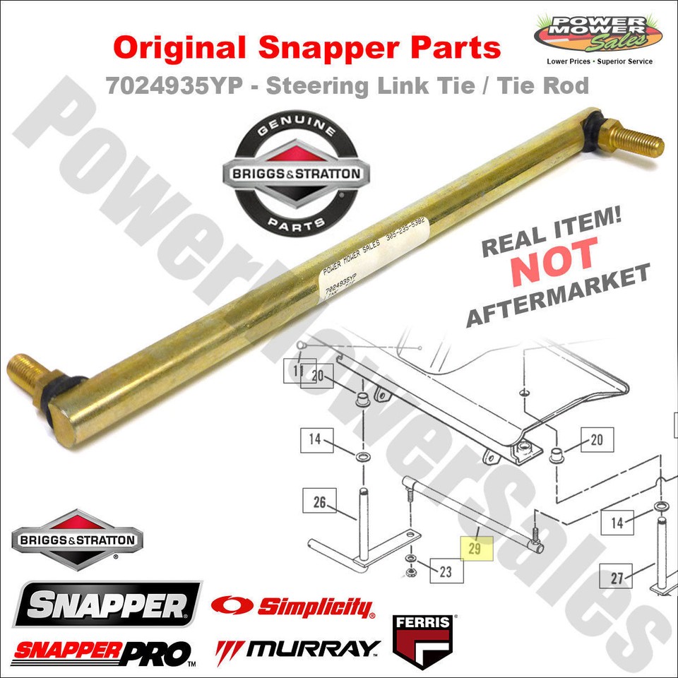 OEM Snapper Steering Link Tie Rod for Snapper Rear Engine Riders ...