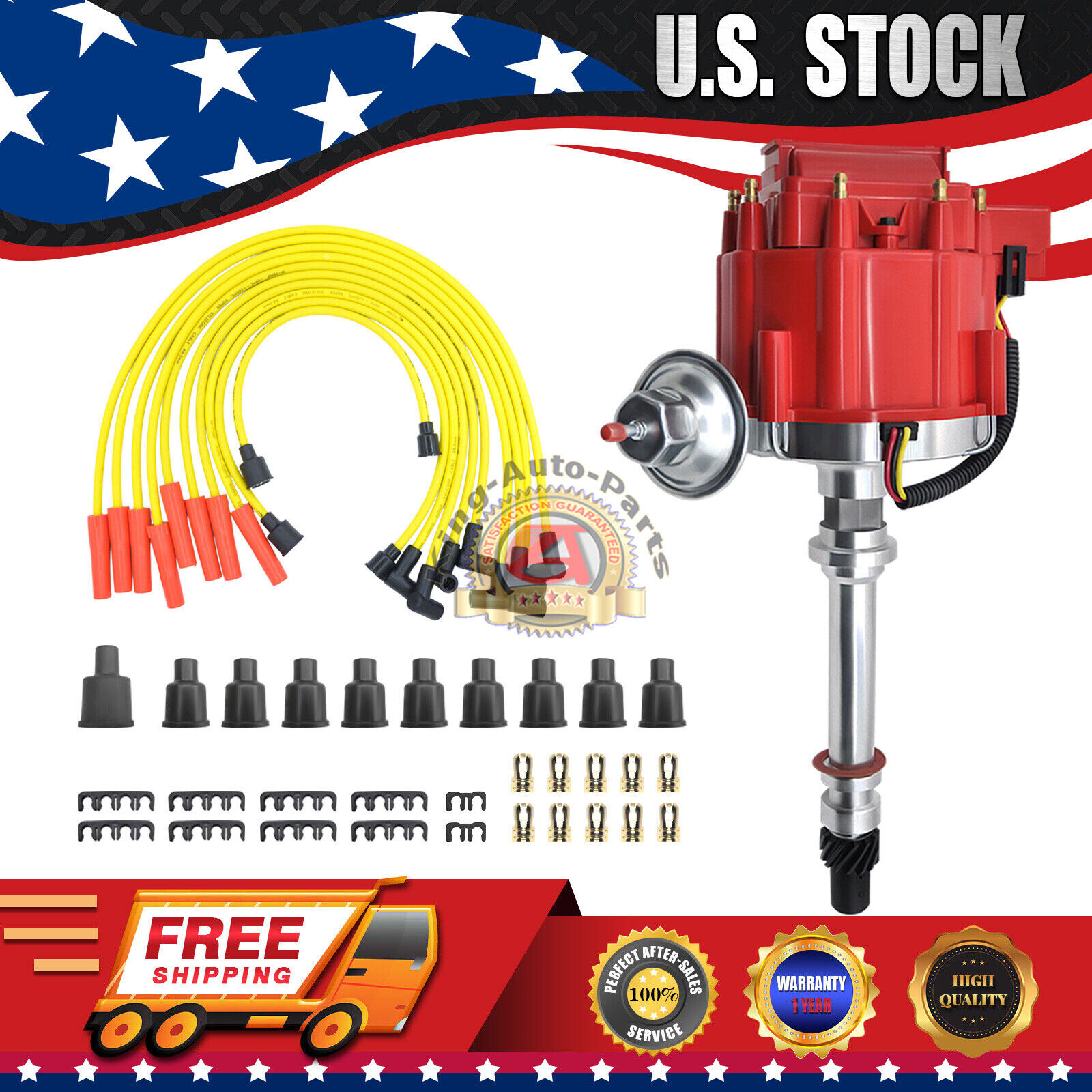 Chevy SBC 350 BBC 454 HEI Distributor & Spark Plug Wires Ignition Combo ...