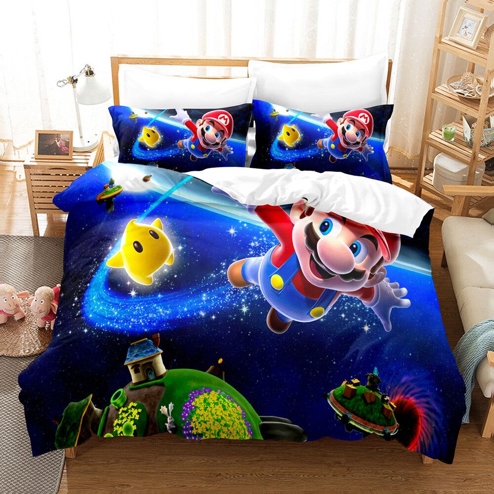 3D Super Mario Luigi Yoshi Duvet Quilt Cover Set Single/Double/Queen ...