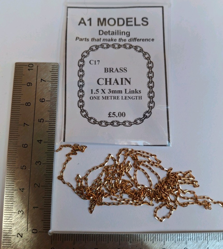 A1 Models BRASS CHAIN - 1 metre length 1 m.3 X 3.0 mm C17. | eBay UK