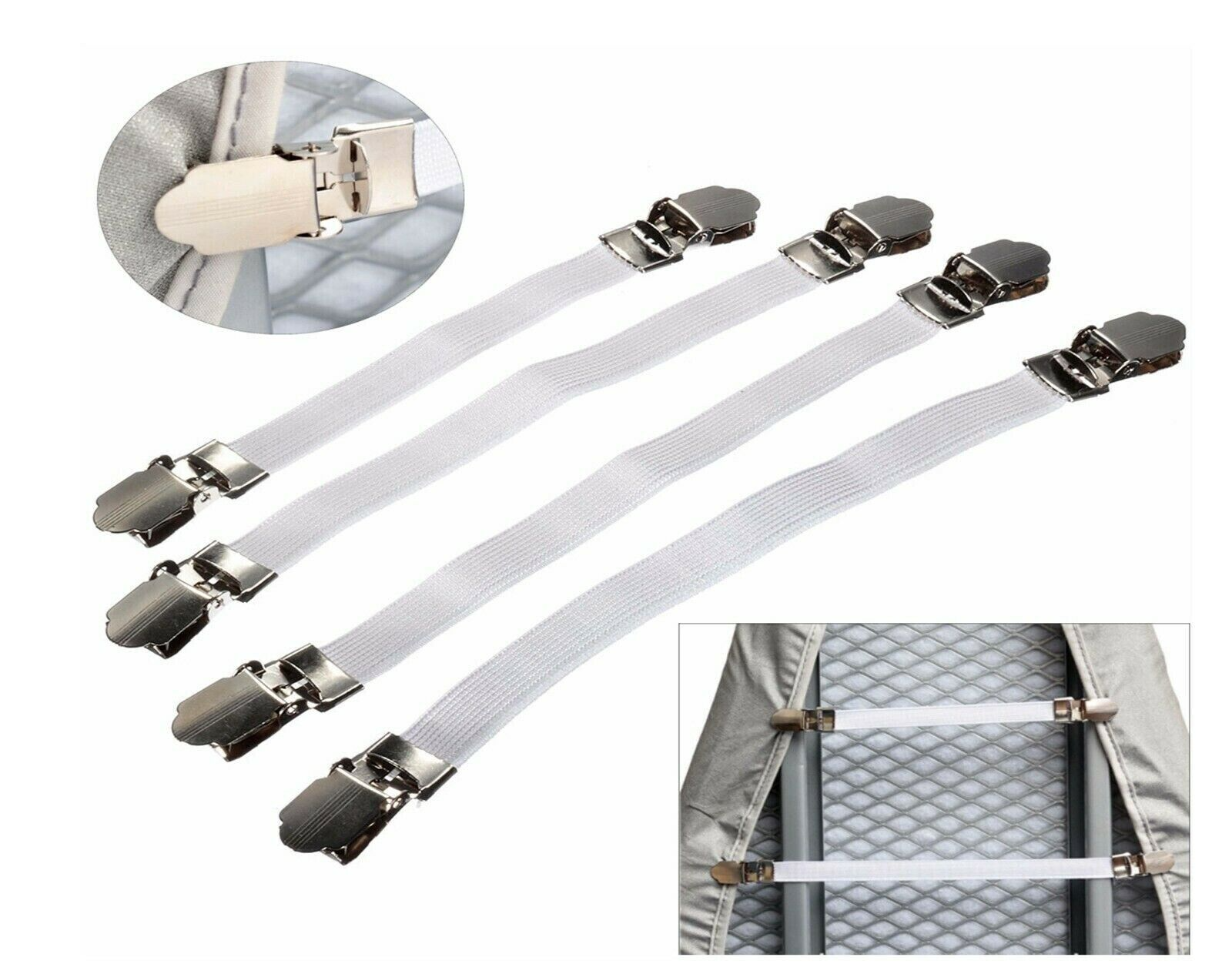 4X Iron Board Cover Clips Bed Sheet Clips Gripper Fasteners Elastic ...