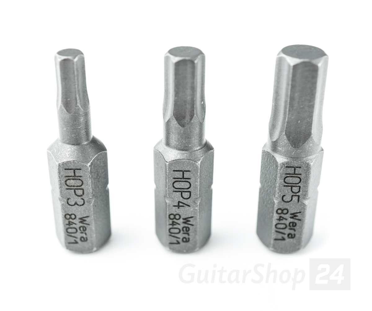 3-tlg. WERA Innensechskant Bit Satz HOP 3 / 4 / 5 mm (zähhart, 1/4" 6 ...