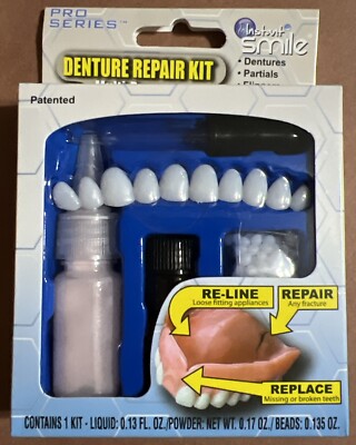 Instant Smile Denture Repair Kit MultiPurpose W/Teeth DENTURES~PARTIALS ...