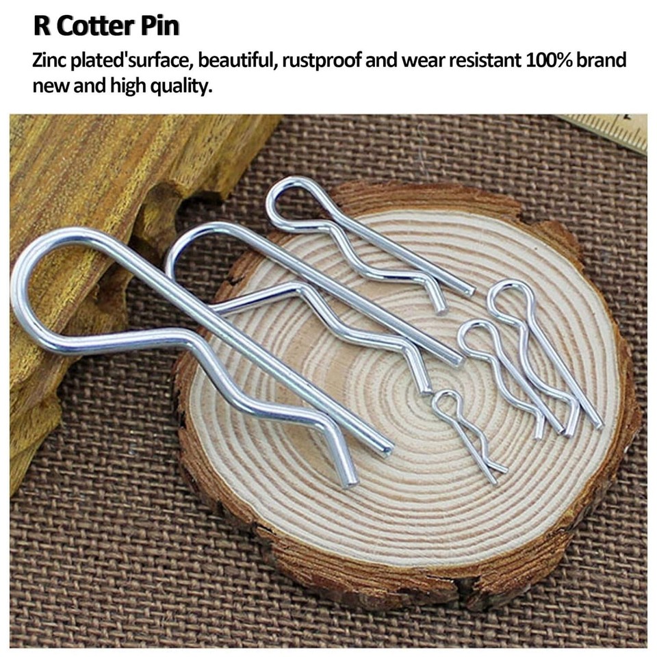 38Pcs Cotter Pin Assortment Kit, Hitch Pin Clip R Clips Retaining Pins ...