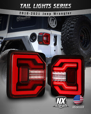 LED Taillights for 18-25 Jeep Wrangler JL JLU Sequential Turn Signl Red ...