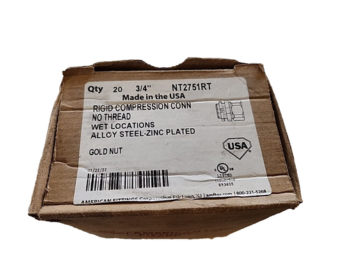 American Fitting NT2751RT 3/4 Rigid No Thread Compression Connector Wet ...