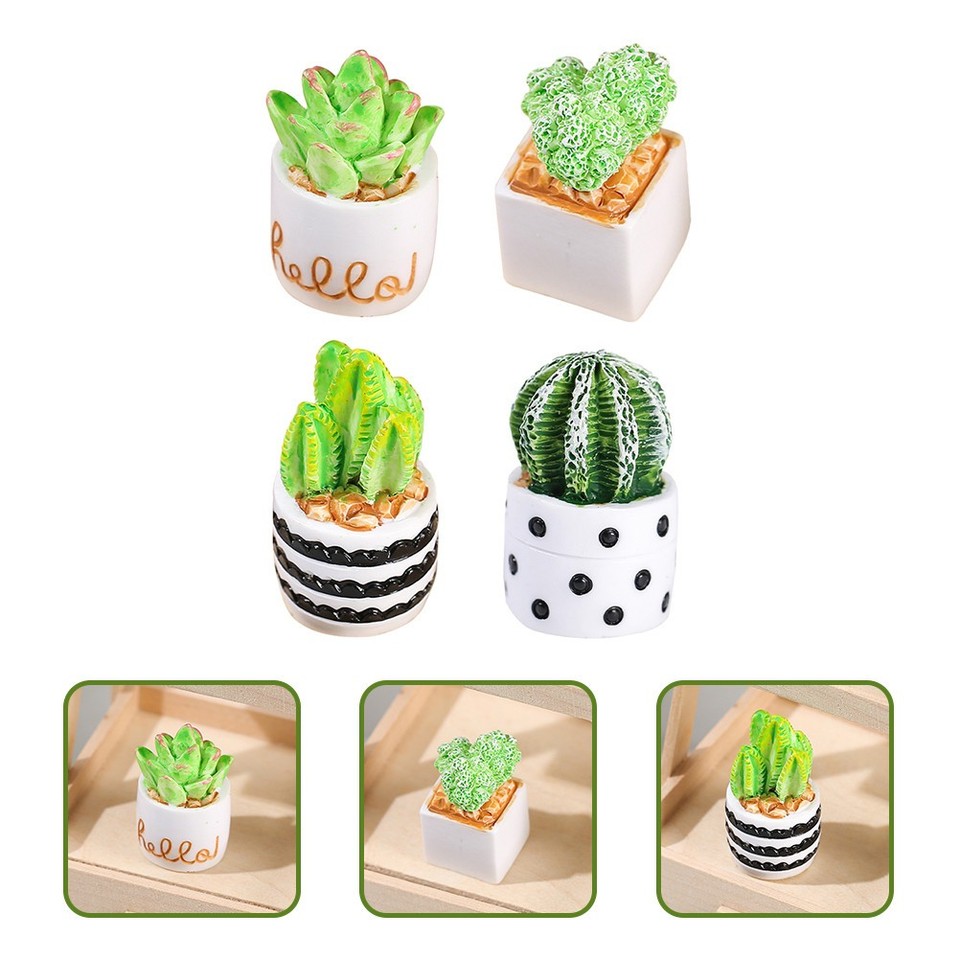 16 pcs Faux Cactus Potted Plants Mini Faux Cactus Bonsai with Pots ...