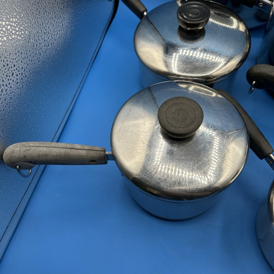 Vtg Revere Ware 1801 Copper Bottom 5-Piece Cookware Set w/ Lids USA | eBay