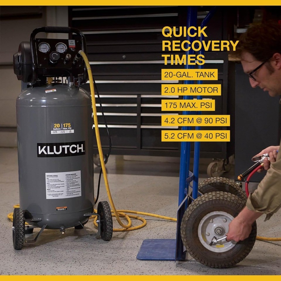 20 Gallon Air Compressor 2 120 Volt 175 PSI Portable Electric Air Tank ...