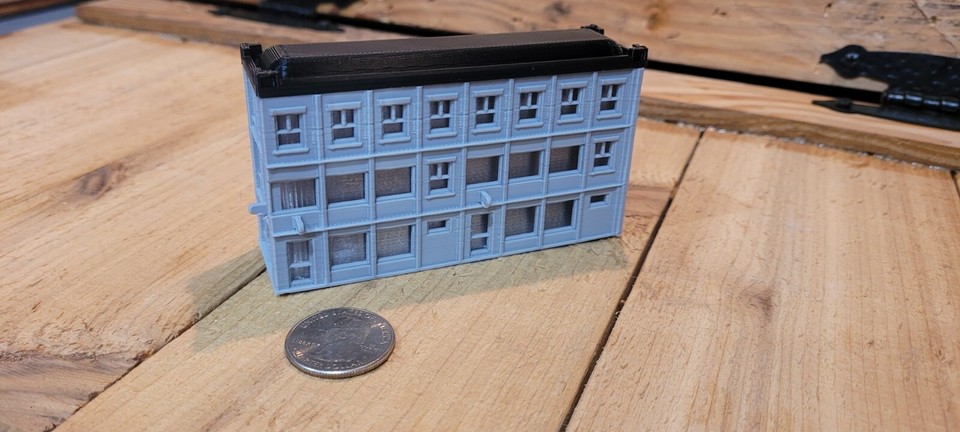 N-Scale Corner Building with Windows 3D Model 1:160 Scale Train Layout ...