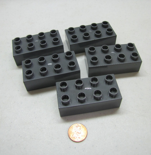 LEGO Duplo Block DARK GRAY 2x4 BRICK 5 Blocks Lot House Town Building ...