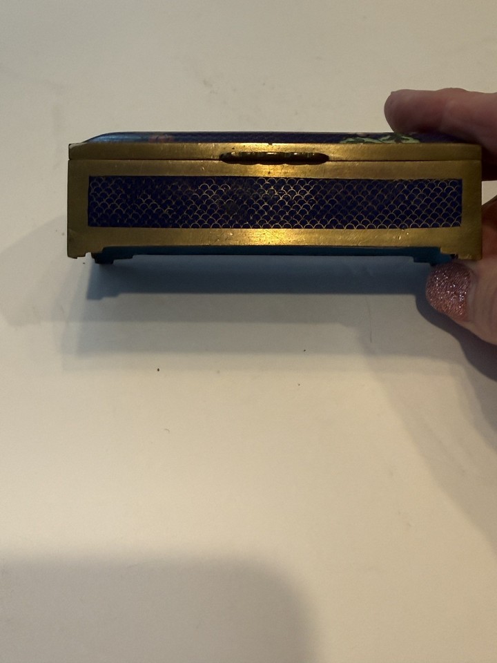 Antique CHINESE BLUE CLOISONNÉ ENAMEL BOX | eBay