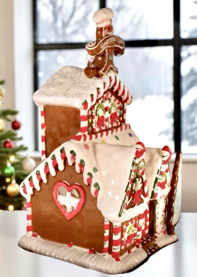 Blue Sky Clayworks GINGERBREAD BAKERY Christmas Candle House NWT Auth ...