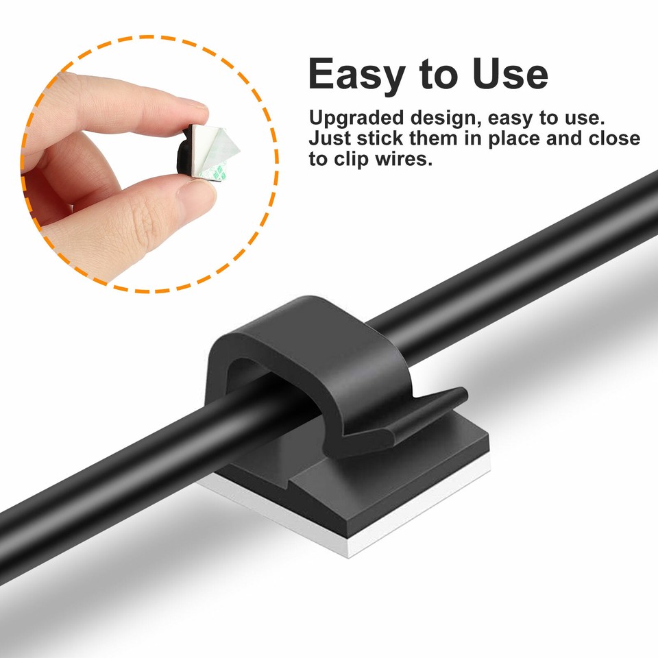 100Pcs Self-Adhesive Cable Clips Cord Stick Organizer Wire Holders ...