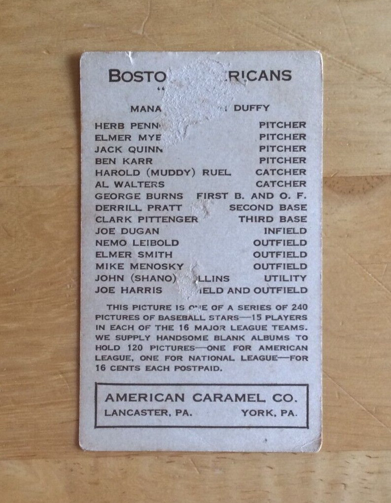 1922 Boston American Caramel Mike Menosky Red Sox ROOKIE CARD | eBay