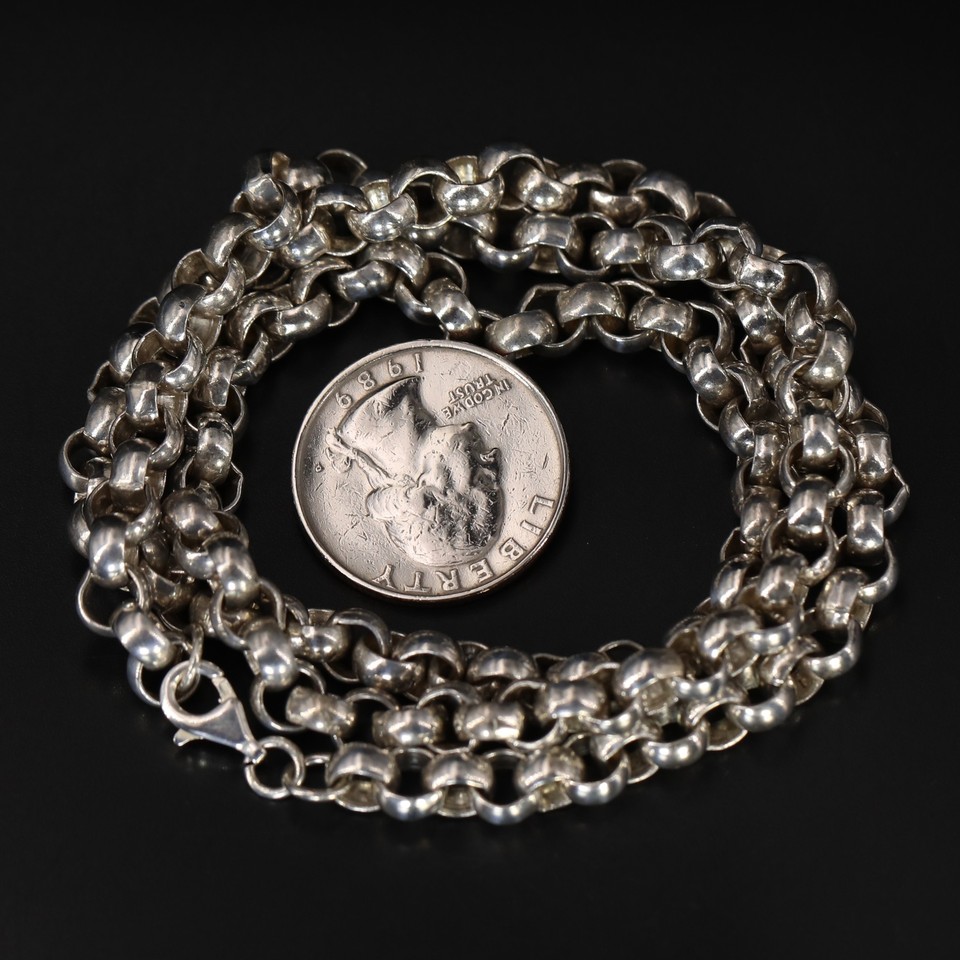 Sterling Silver - 6mm Rolo Chain 23" Heavy Necklace - 62g | eBay