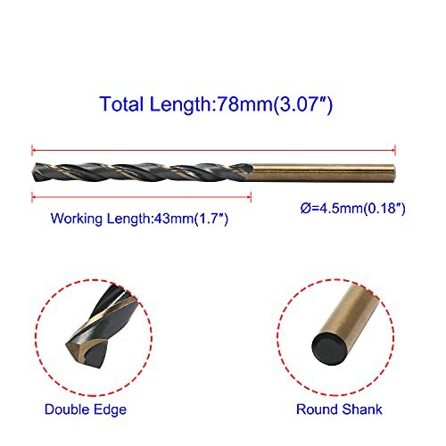 4.5mm Reduced Shank Twist Drill Bits High Speed Steel HSS 4341 for Iron ...