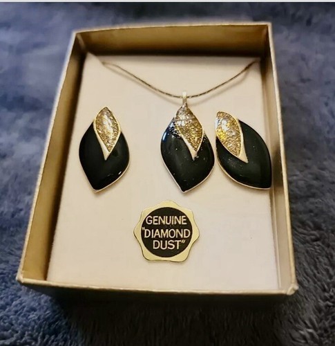 Genuine Diamond Dust Necklace With Matching Stud Earrings | eBay