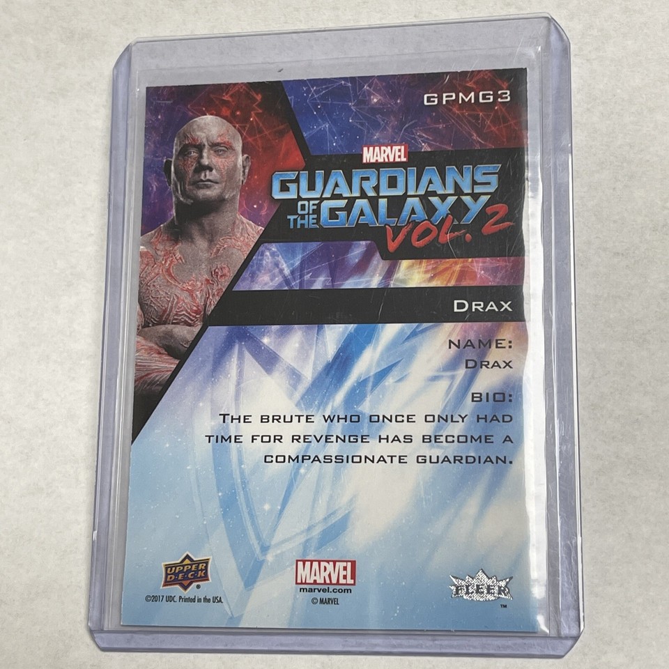 DRAX DAVE BATISTA 2017 MARVEL UD FLEER GOTG PMG PRECIOUS METAL GEMS ...
